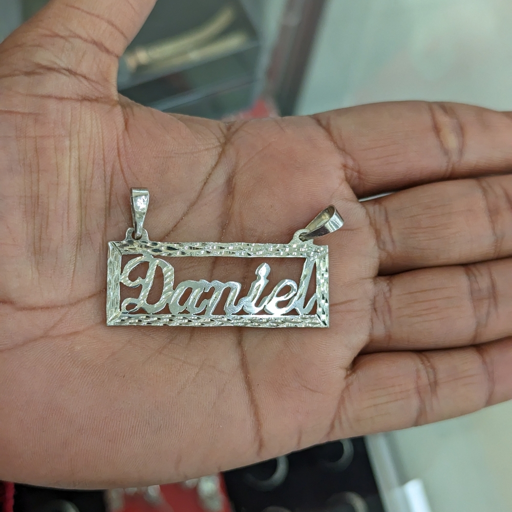 925 Sterling Silver Name Plate - Gem